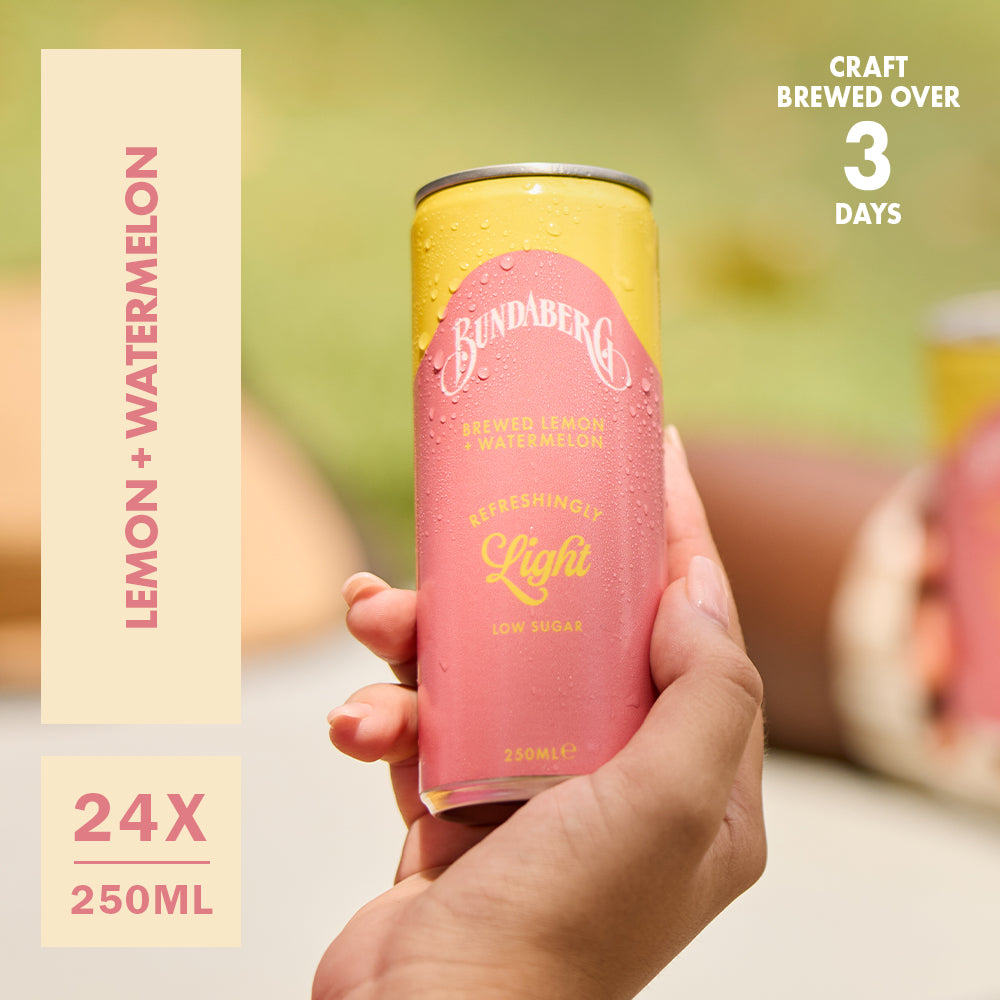 Refreshingly Light Brewed Lemon + Watermelon 250mL x 24 – The Bundaberg ...